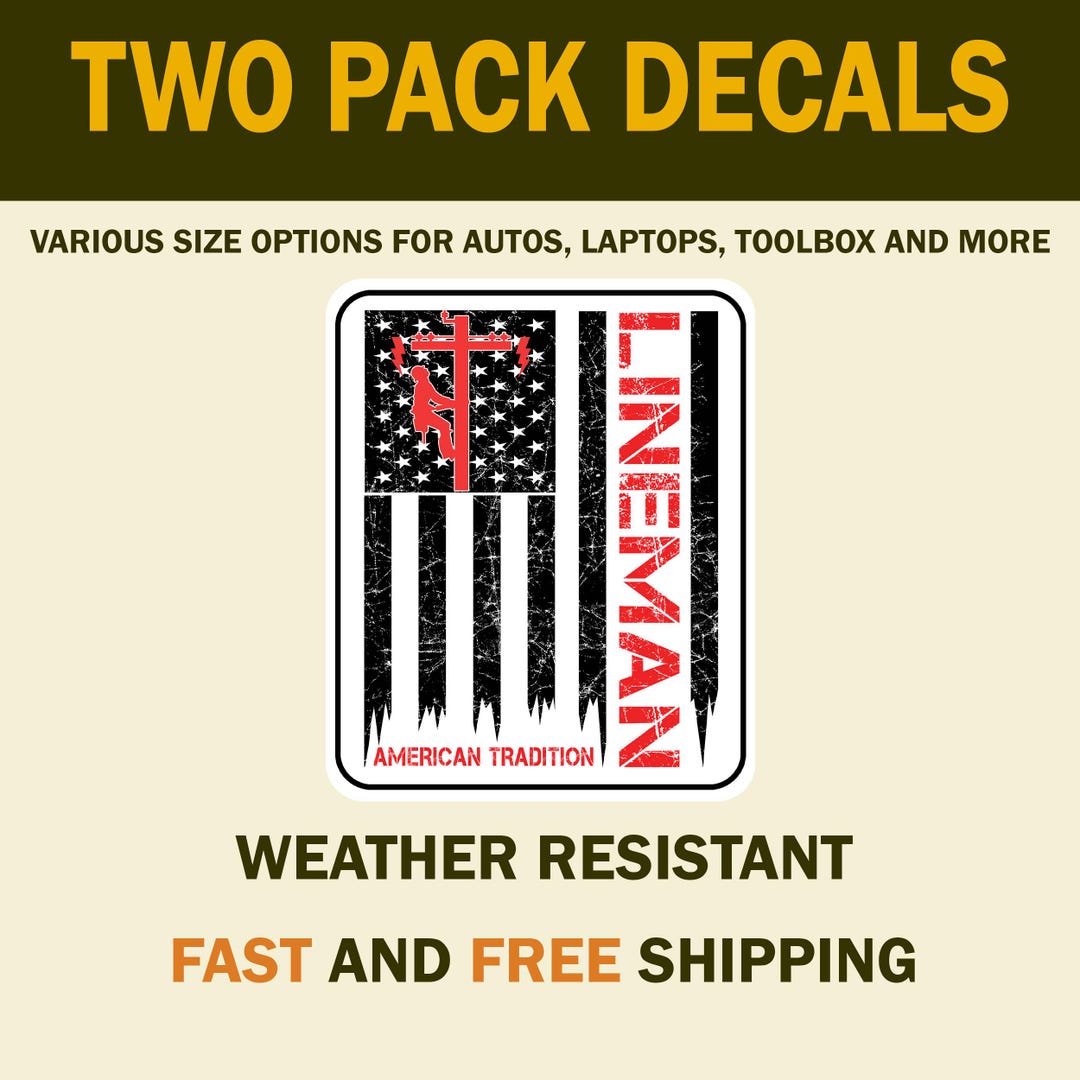 Lineman Sticker Decal for Laptop, Cars, ETC Come in a 2 Pack of Lineman ...