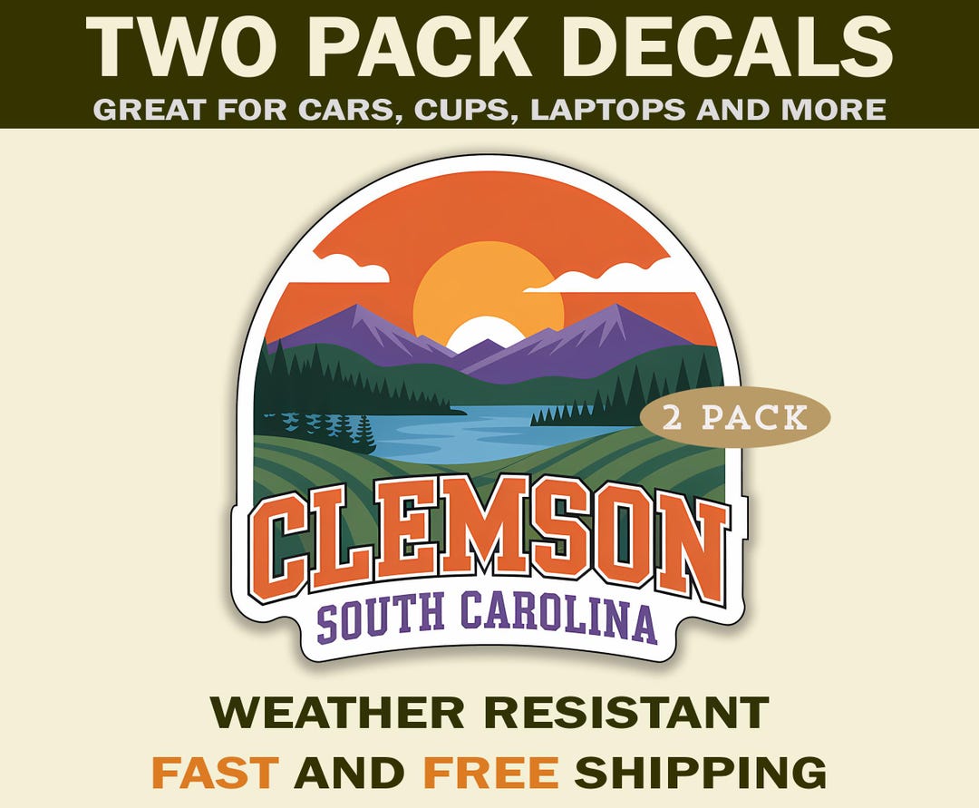Retro Clemson Sticker Decals - Weather Resistant Set of 2 - South ...
