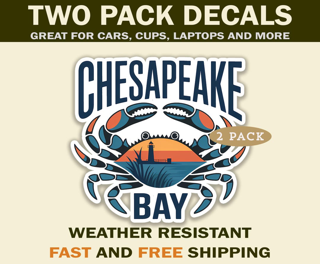 Retro Chesapeake Bay Sticker Decals - Weather Resistant Set of 2 - Blue ...