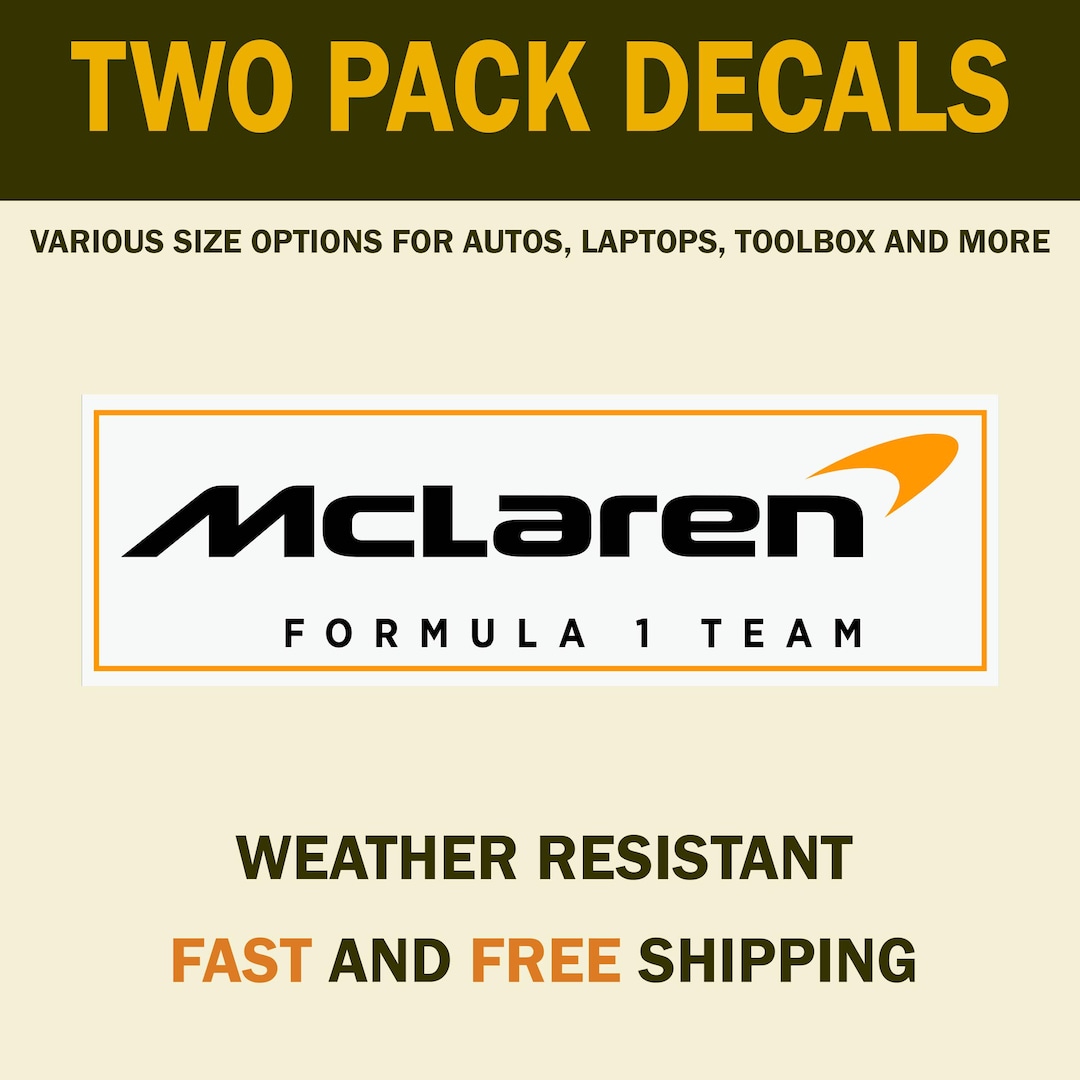 Mclaren F1 Sticker Set 2 Pack Mclaren Formula 1 Racing Decals - Etsy