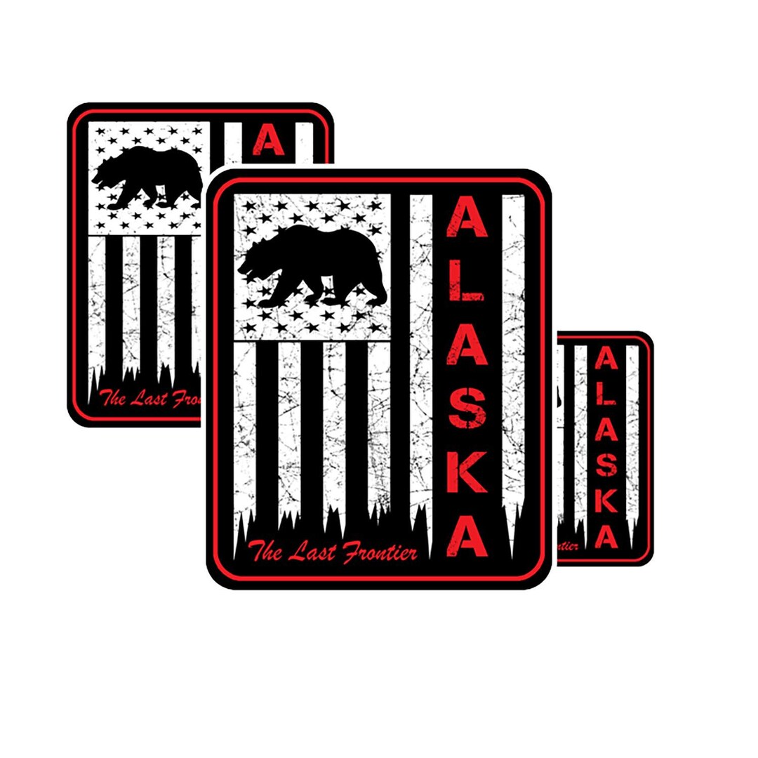 Patriotic Alaska Sticker Pack With Black Bear Set of Three (5", 3.5 ...