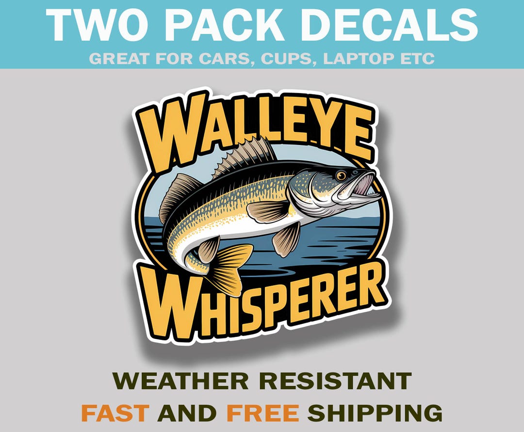 Walleye Fishing Stickers for Walleye Fishermen - Waterproof, Great for ...