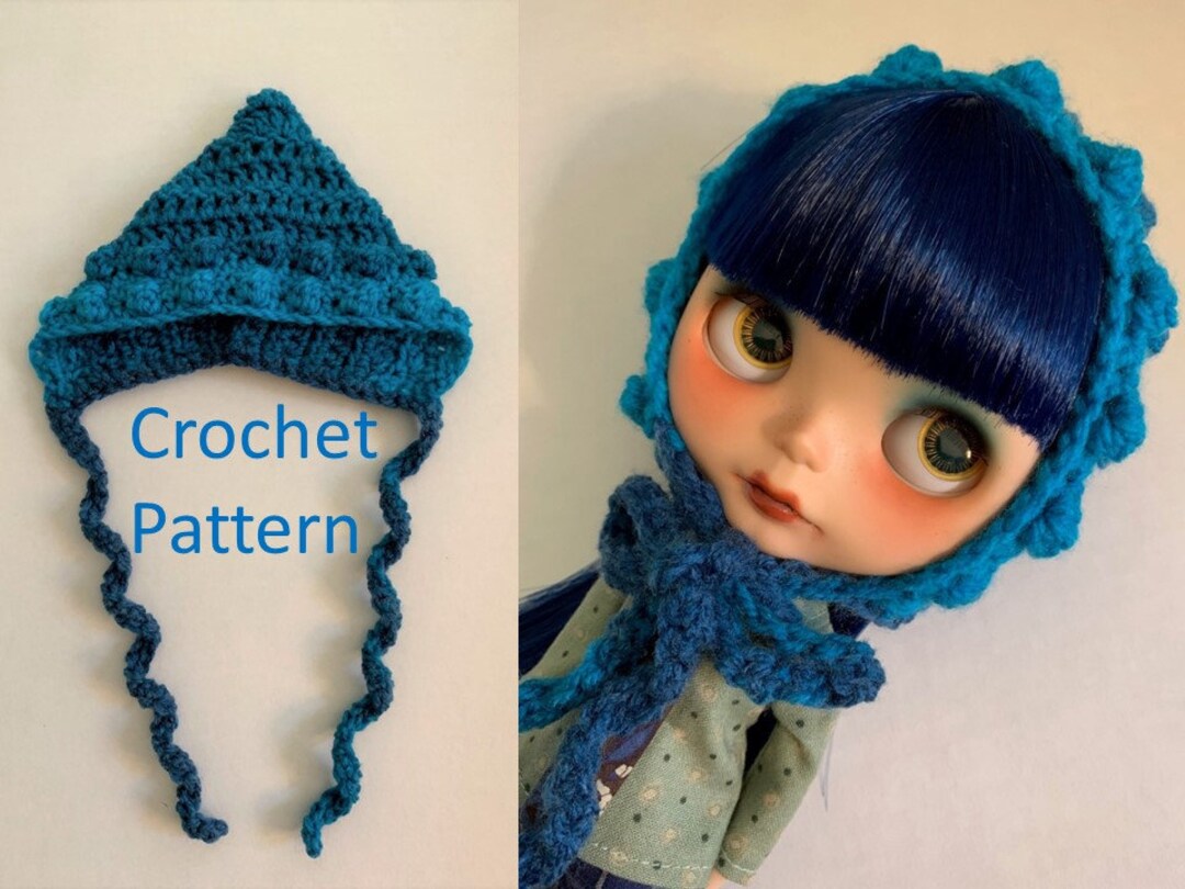Crochet PATTERN, Bobble Puff Pixie Hat for Blythe PDF DOWNLOAD, Crocheted Gnome Hat, Fairy Hat ...