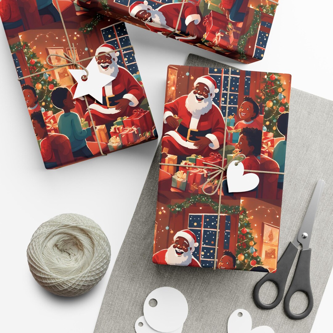 Santa Christmas Gift Wrap Papers, Festive Wrapping Paper, Holiday Gift ...