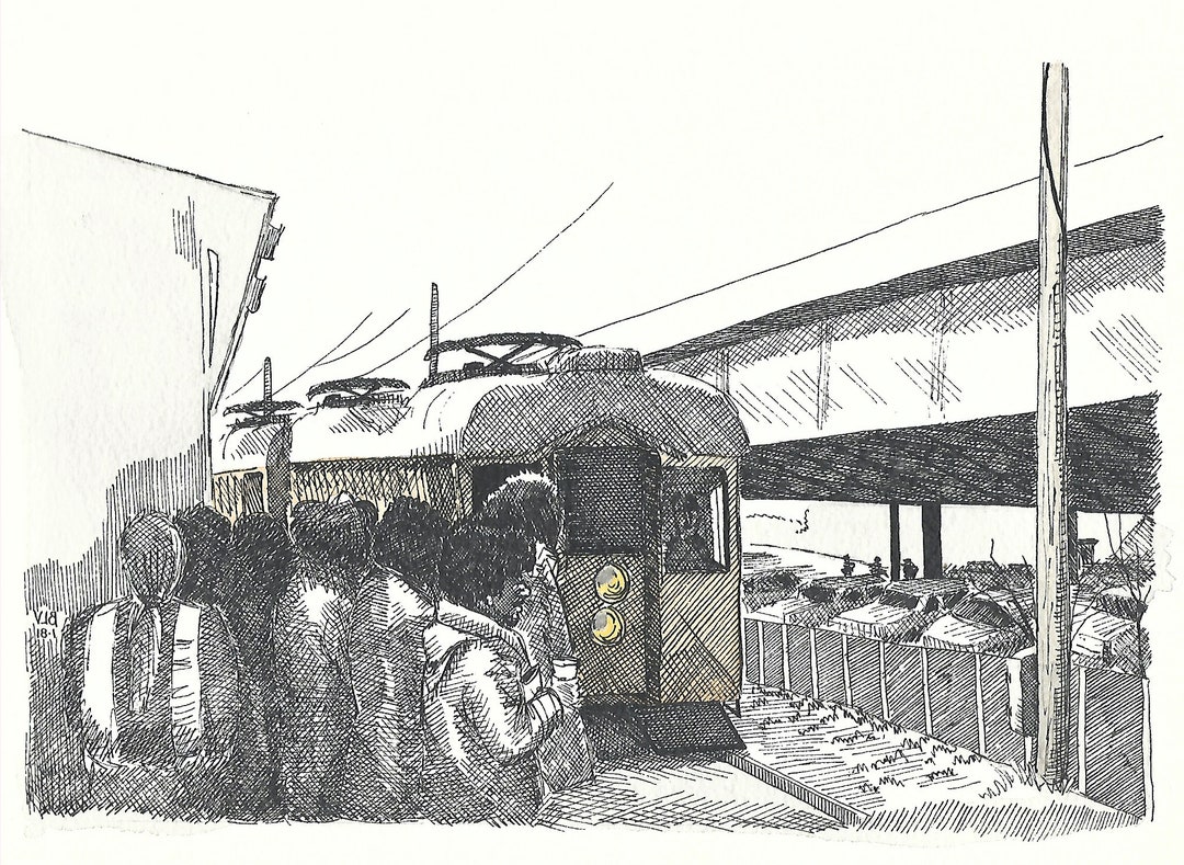 Print of Pen and Ink Drawing, South Shore Train - Etsy