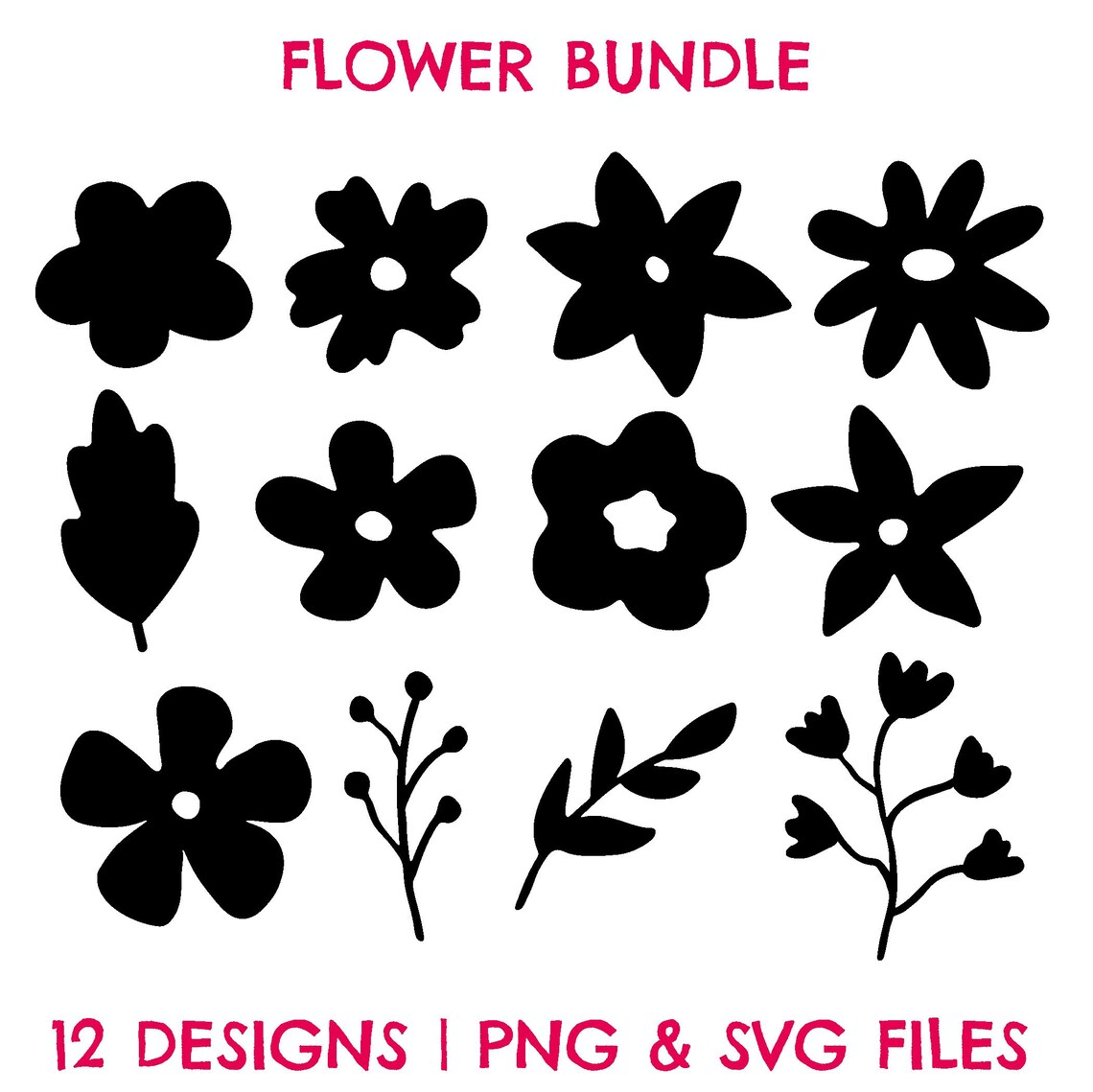 Abstract Flower SVG Bundle, Boho Floral Clipart (PNG, SVG) - Etsy