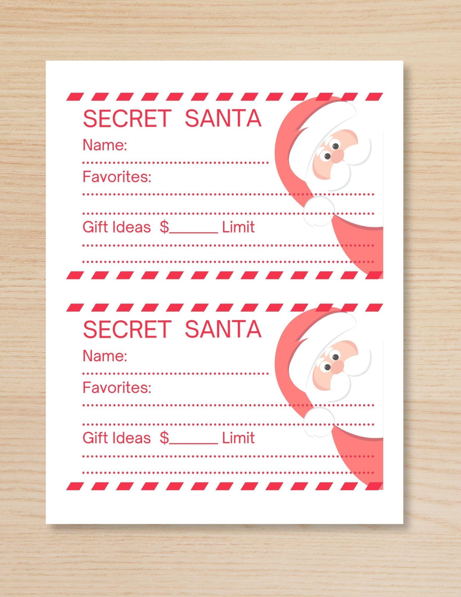 Secret Santa Christmas Gift Exchange Cards Digital Download, Office ...