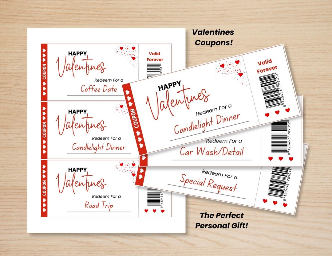 Cute Valentines Day Love Coupons, Printable Gift (digital Download) - Etsy
