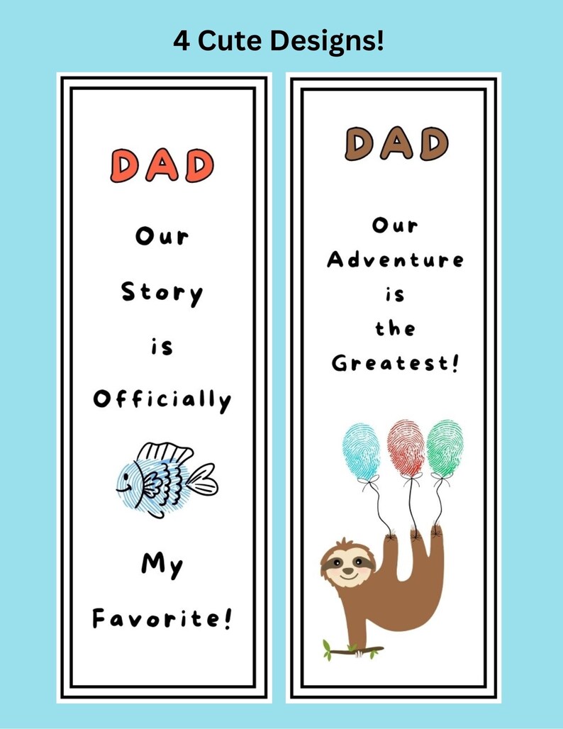 Cute Father's Day Book Themed Fingerprint Activity Book Marks Gift ...