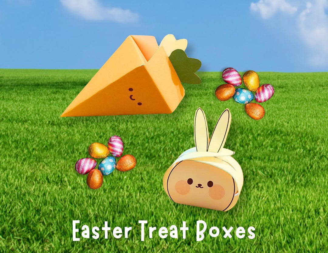 Cute Easter Bunny & Carrot Fillable Treat Box Digital Download. DIY 3d ...