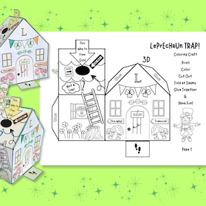 Leprechaun Trap Fun St. Patrick's Day Coloring Craft Digital Download ...