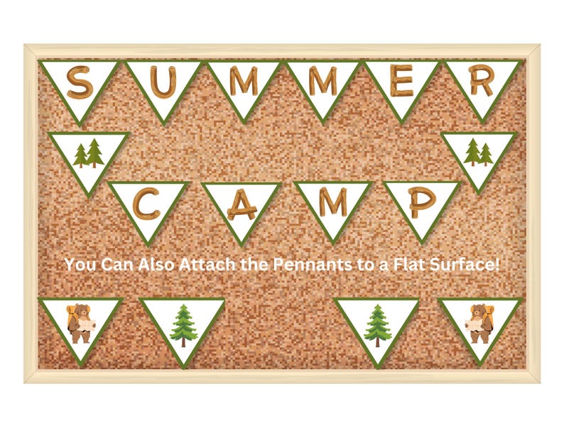 Customizable Camping Banner Pennants Printable Retro Wood Log Theme ...