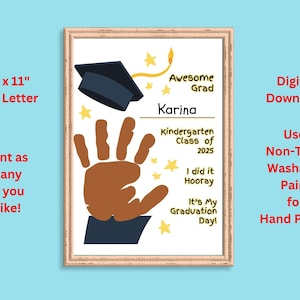 Kindergarten Graduation Handprint Art, Editable Template (digital ...