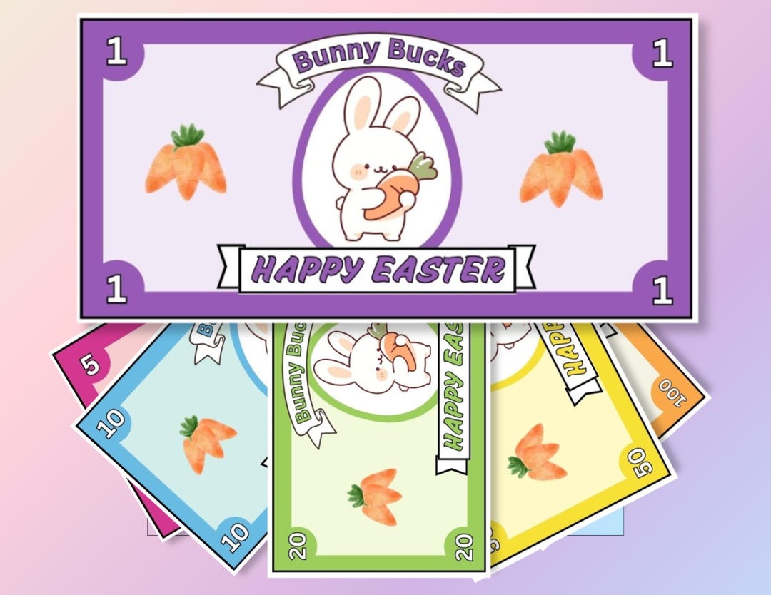 Bunny Bucks Printable, Easter Activity, Play Money (digital Download ...