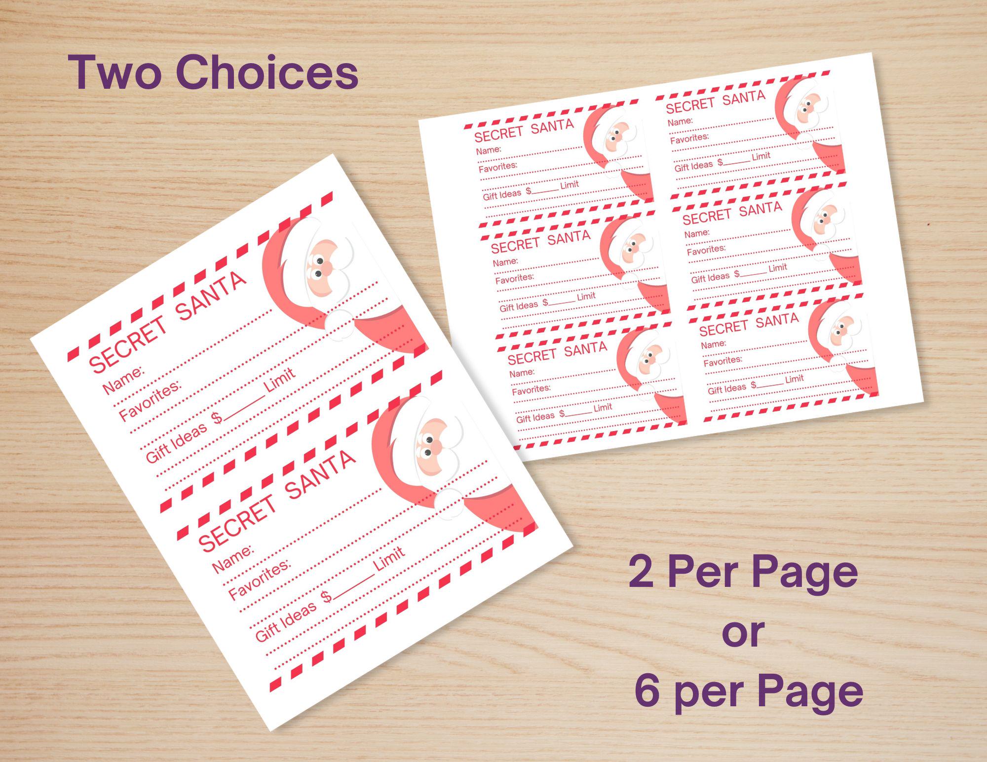 Secret Santa Christmas Gift Exchange Cards Digital Download, Office ...