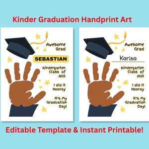 Cute Editable & Not Editable Kindergarten Graduation Hand Print Art ...