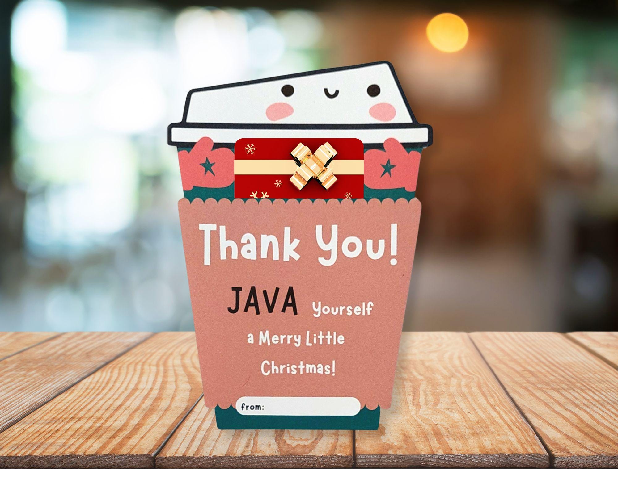 Cute Christmas Coffee Gift Card Holder, Java Theme Kawaii Style ...