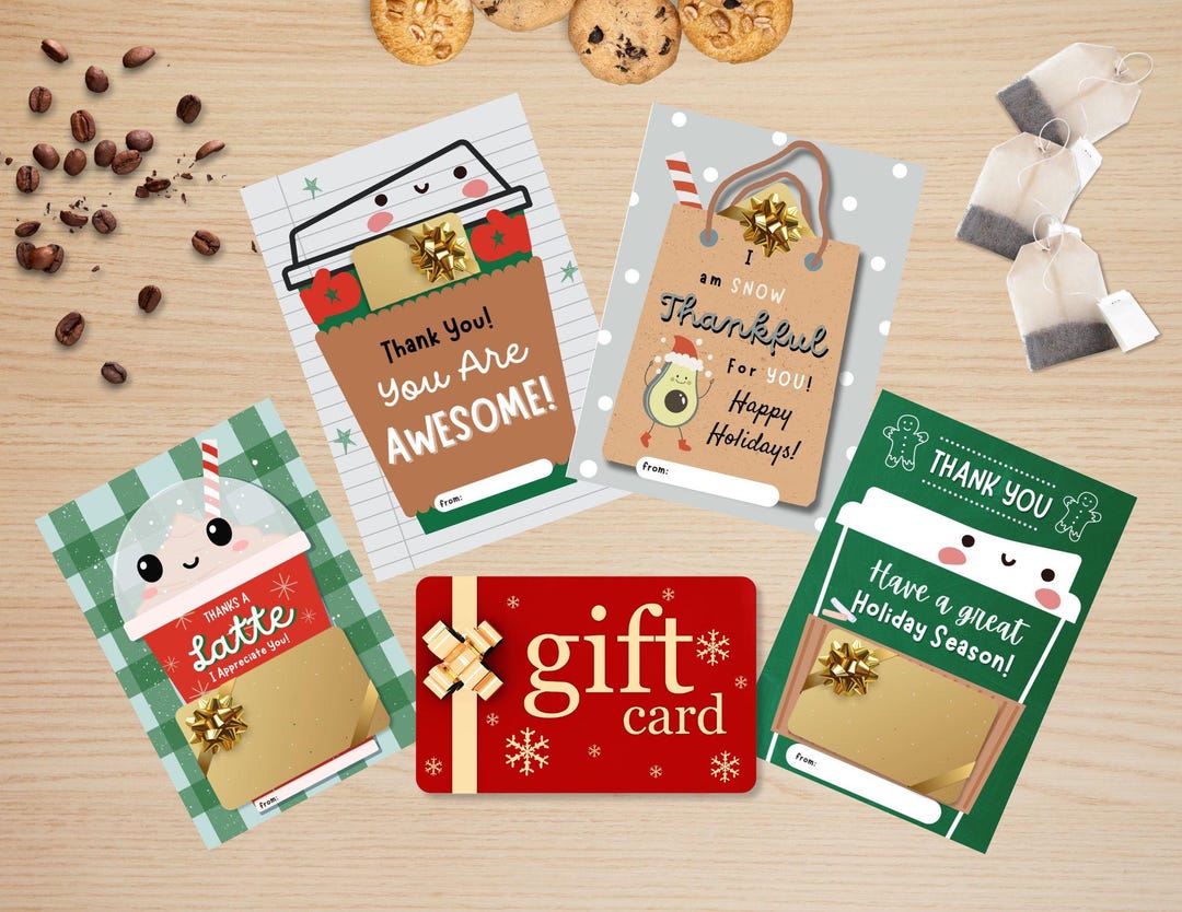 Cute Christmas Coffee Gift Card Holder Set Instant Digital Download ...