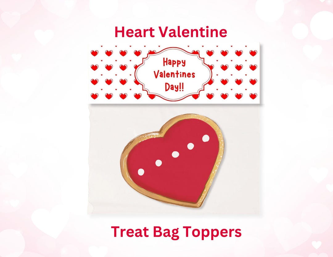 Heart Valentine Treat Bag Topper Digital Download Instant Printable ...