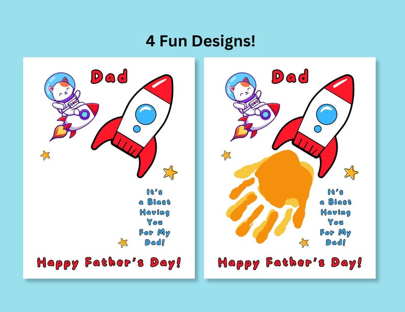 Father's Day Rocket Handprint Art, Kids Activity (digital Download) - Etsy
