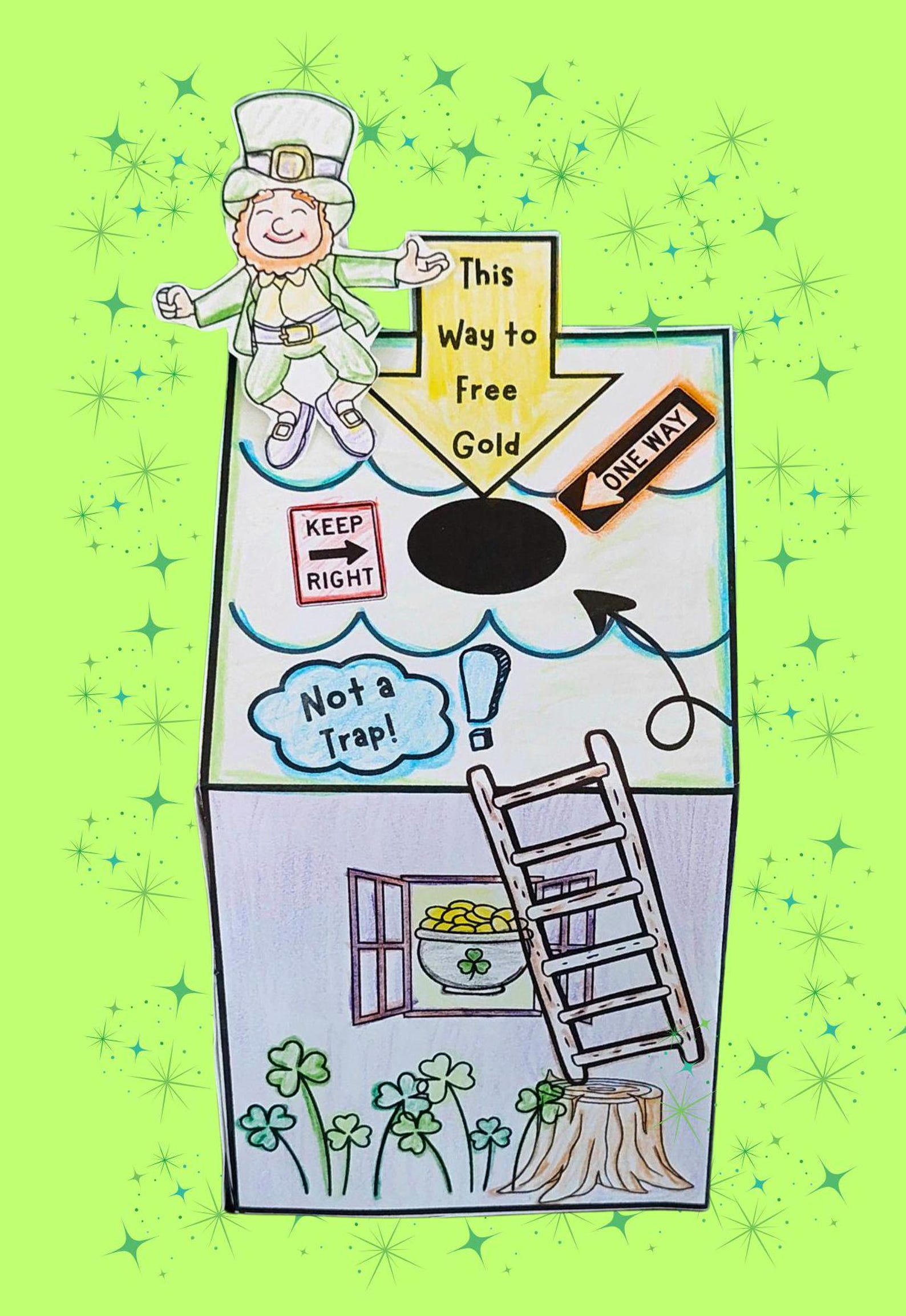 Leprechaun Trap Fun St. Patrick's Day Coloring Craft Digital Download ...