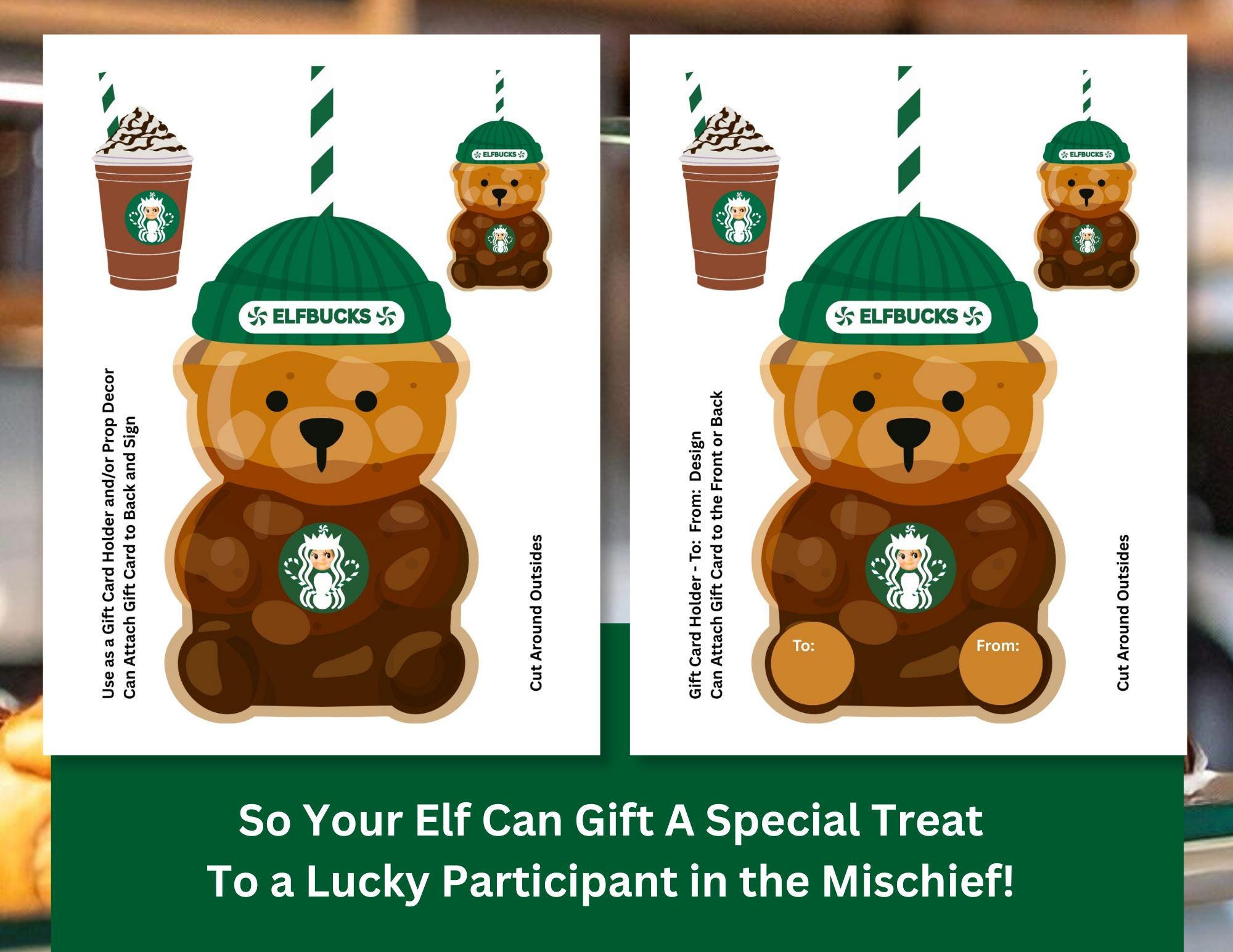 Christmas Elf Coffee Shop Props Printable, Holiday Mischief Accessories ...