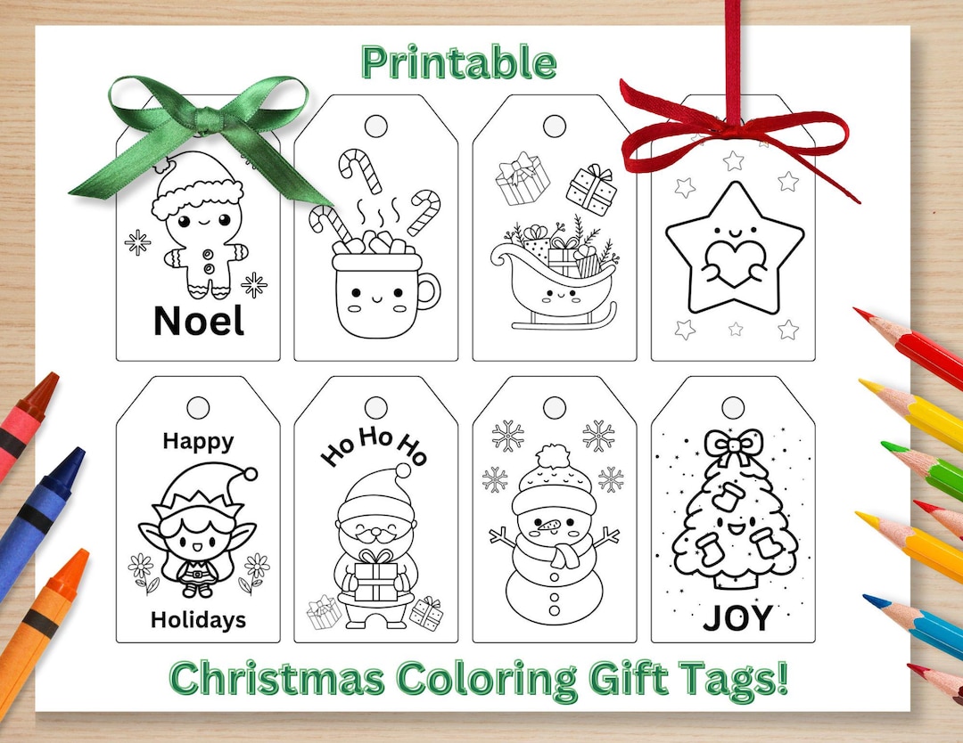 Christmas Coloring Gift Tags: Fun Holiday Activity (digital Download ...