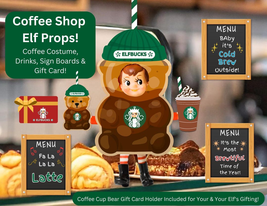Christmas Elf Coffee Shop Props Printable, Holiday Mischief Accessories ...
