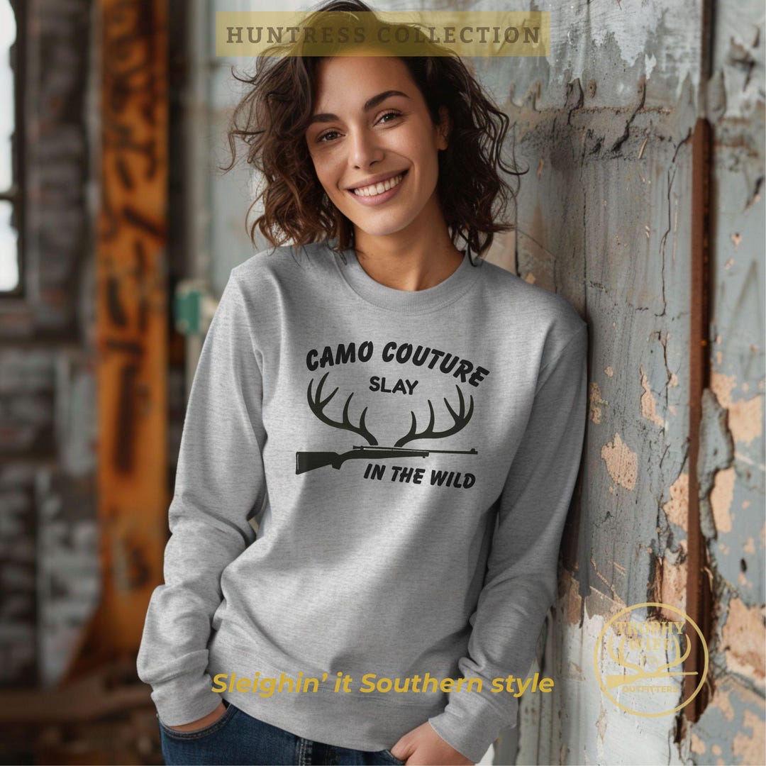 Camo Couture | Slay in the Wild | PNG JPG | Antlers Rifle Sublimation ...