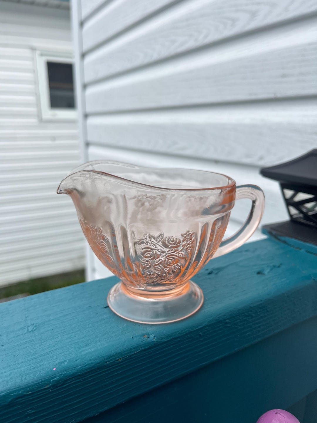 Vintage 1920's Pink Depression Glass Cherry Blossom Depression Creamer ...