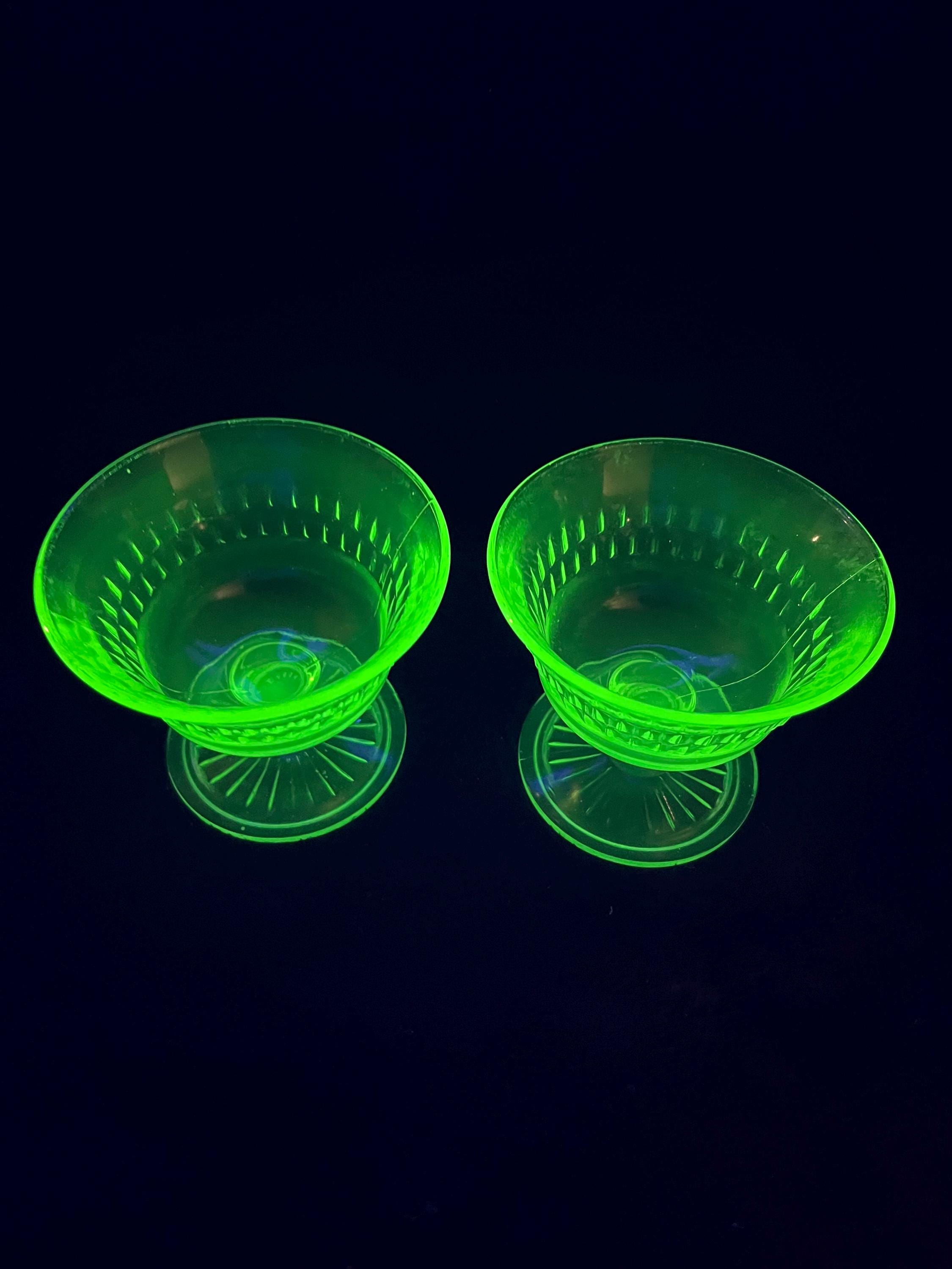 Vintage 1920's Uranium Glass Custard Cup - Set of 2 - Etsy