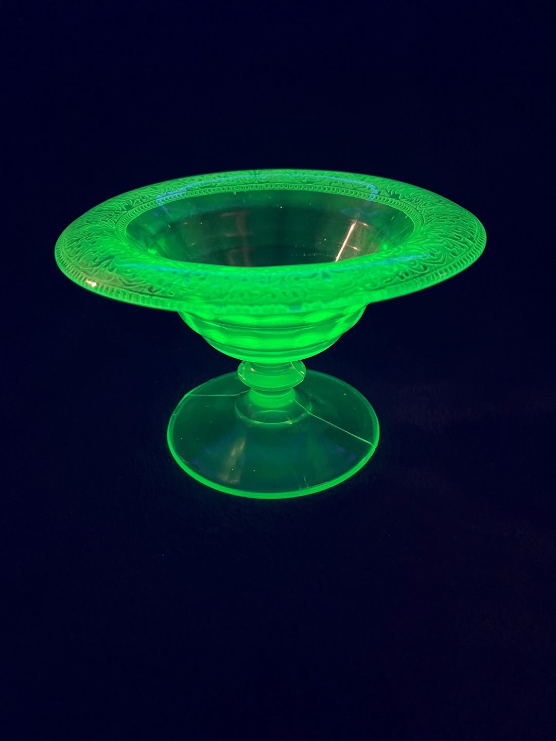 Vintage 1920's Uranium Glass Compote Dish - Etsy