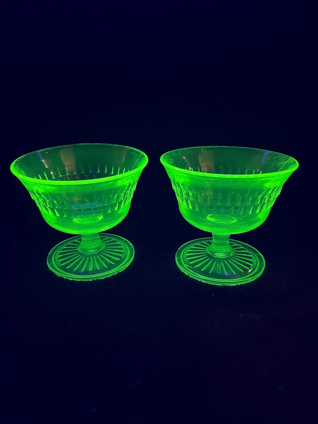 Vintage 1920's Uranium Glass Custard Cup - Set of 2 - Etsy