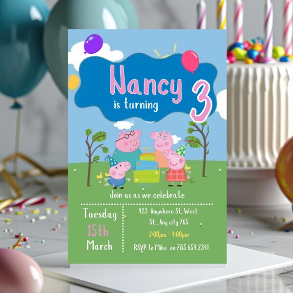 Peppa Pig Invitation - Etsy
