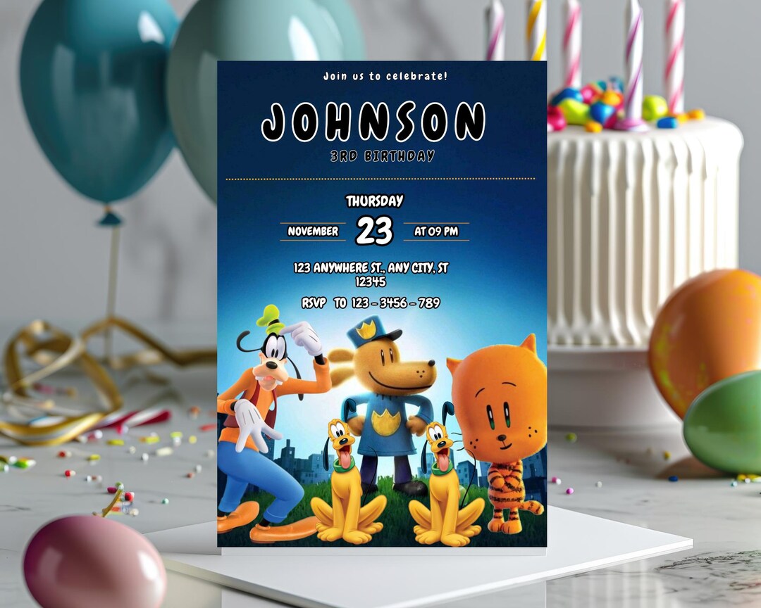 Editable Dog Man Birthday Invitation, Dog Man Invitation, Editable Kids ...