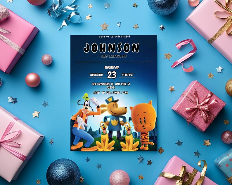 Editable Dog Man Birthday Invitation, Dog Man Invitation, Editable Kids ...