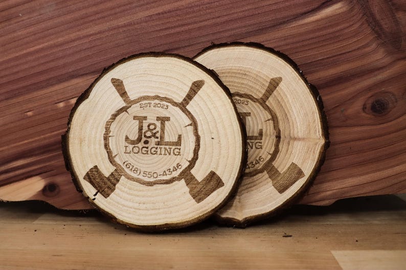 Custom Live Edge Laser Engraved Wood Coaster - Etsy