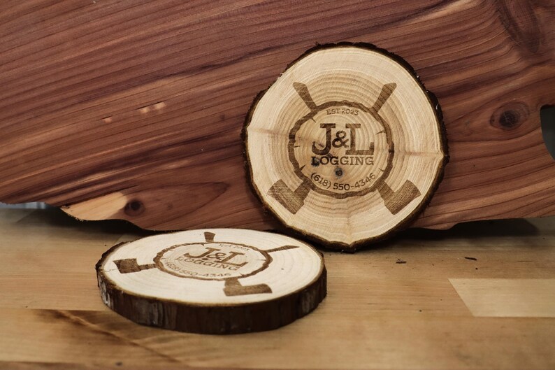 Custom Live Edge Laser Engraved Wood Coaster - Etsy