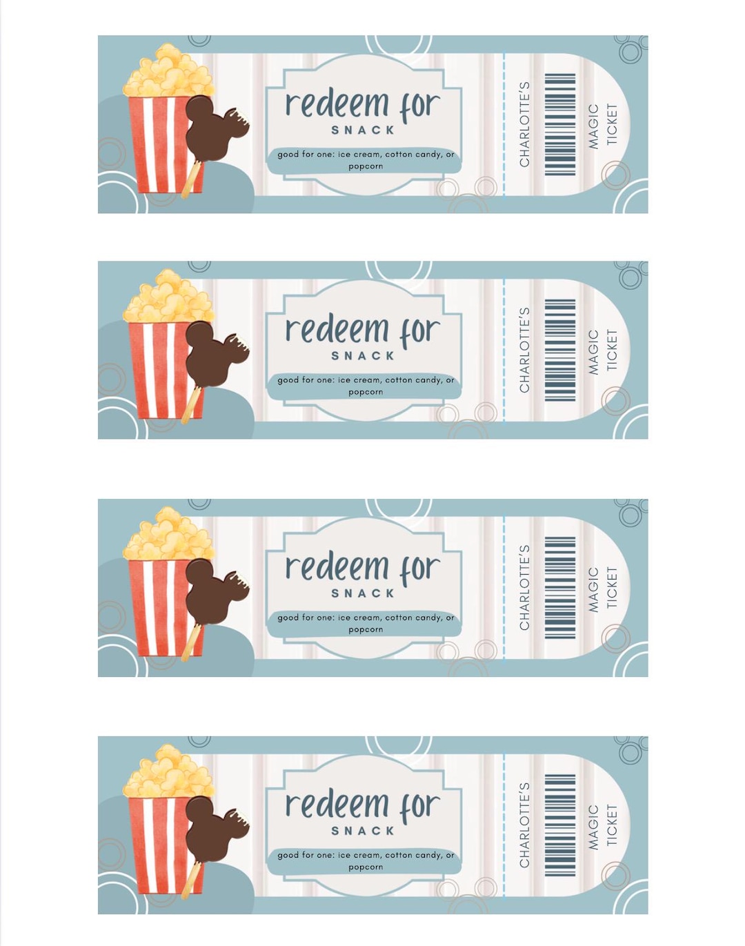 Magical Park Reward Tickets for Kids | Printable Toy or Snack Coupons ...