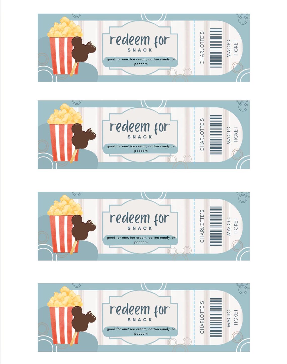Magical Park Reward Tickets for Kids | Printable Toy or Snack Coupons ...