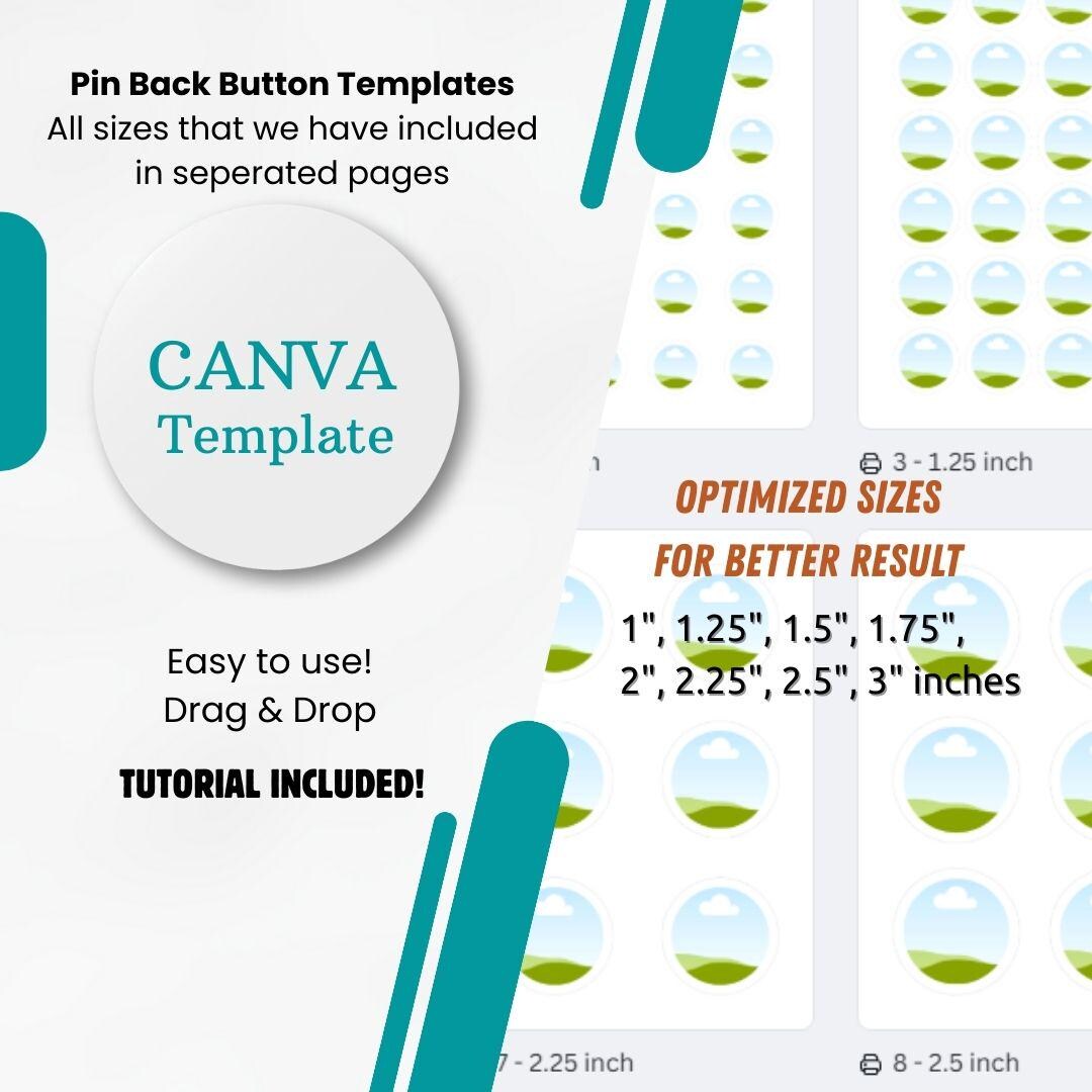 Pin Back Button Canva Template: All Sizes (digital Download) - Etsy