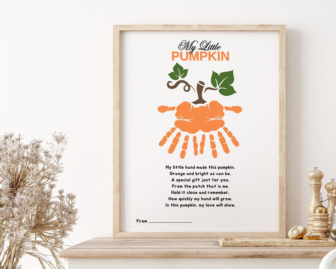 Pumpkin Poem Handprint Printable DIY Pumpkin Kids Craft Fall Art ...