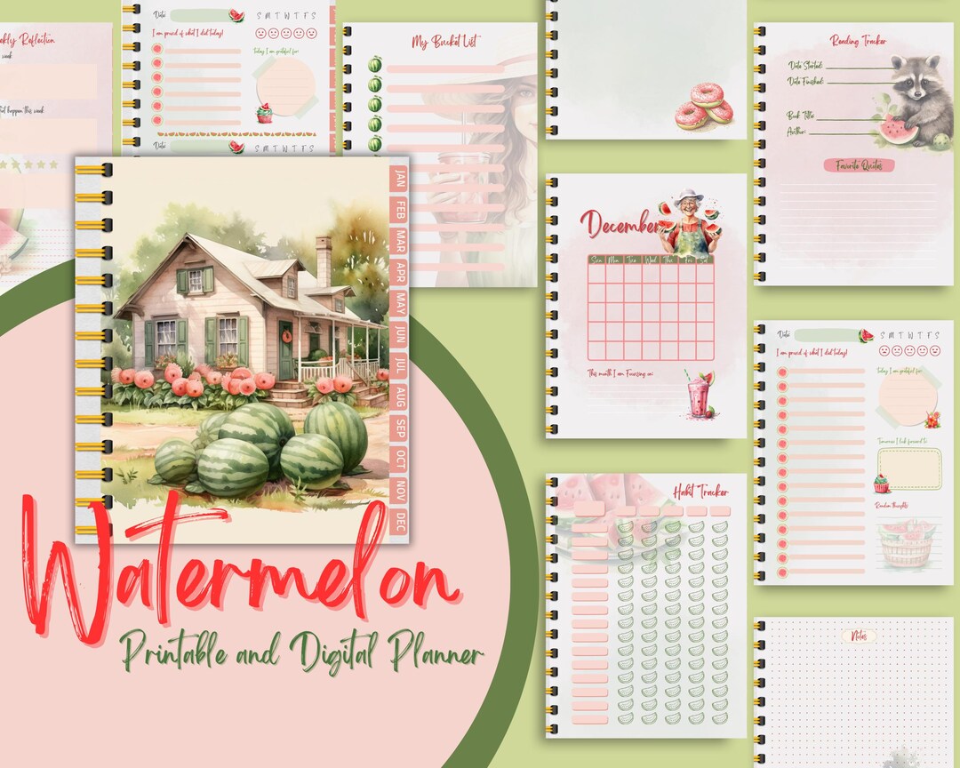 Daily Planner Watermelon Theme Journal Planner Printable Watermelon ...