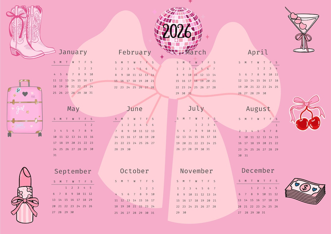 2026 Girly Calendar A4 - Etsy