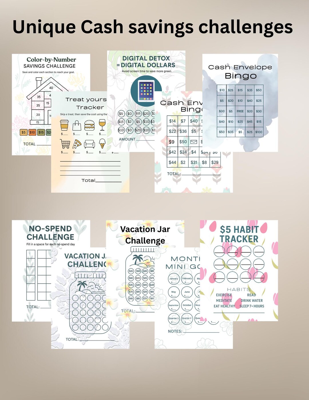 Ultimate Savings Challenge Bundle – Printable Money Trackers, Cash ...