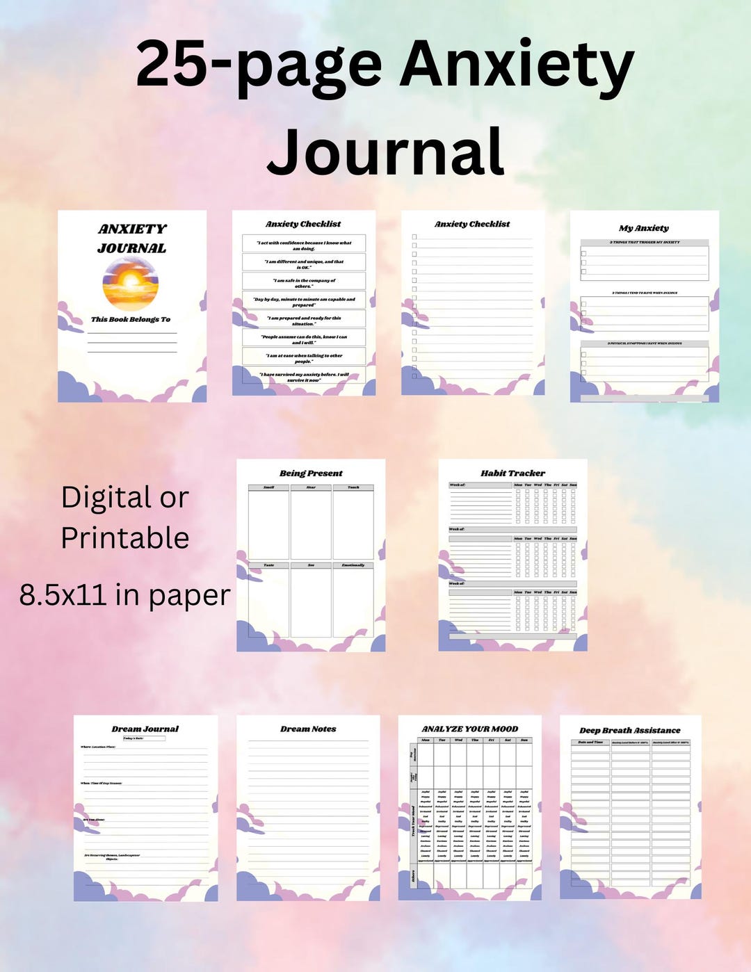 25-page Guided Anxiety Journal for Daily Stress Relief & Mental ...
