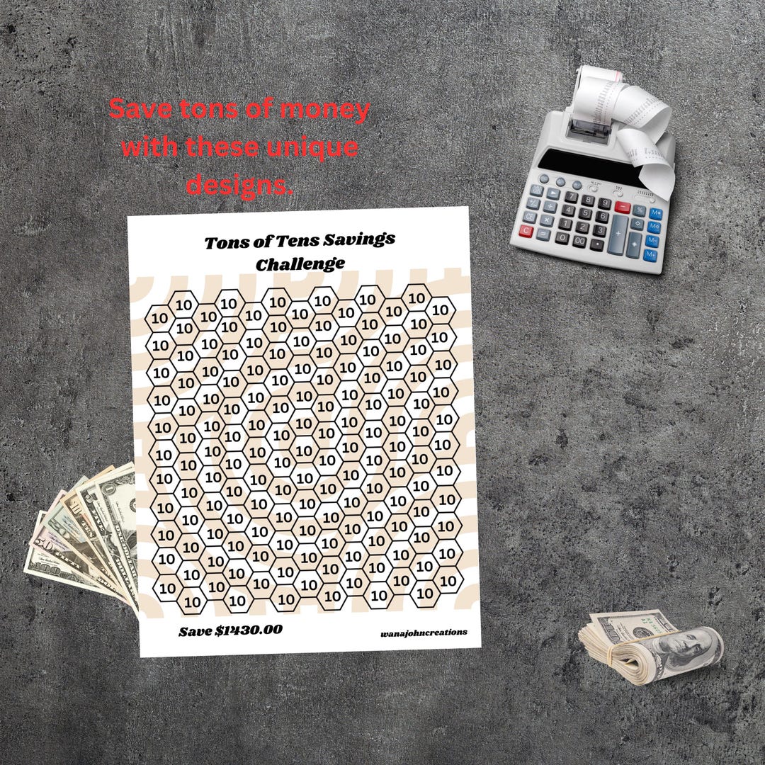 Tons of Tens Savings Challenge Worksheet. Save Tons With This Unique 10 ...