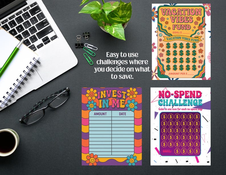 Retro Savings Challenge Bundle – Printable Money Trackers (PDF Download ...
