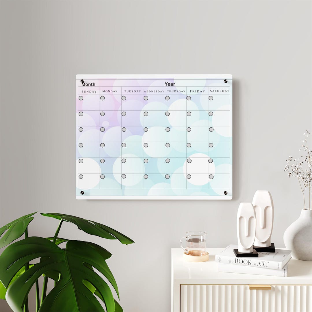 Dry-erase Calendar Wall Art Panels - Modern Home Decor, Acrylic Wall ...