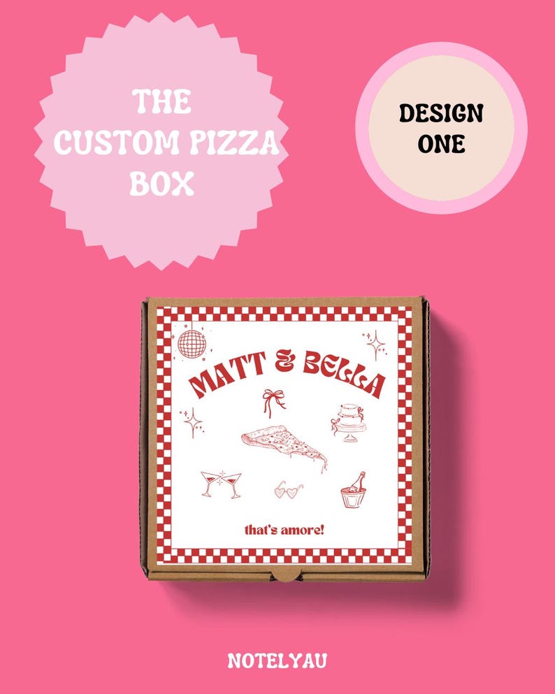 Custom Pizza Box Design Template: Editable Party Favor (digital ...
